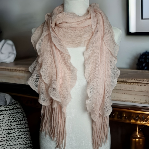 Guess | Accessories | Vintage Womens Pink Ruffled Long Scarf With ...